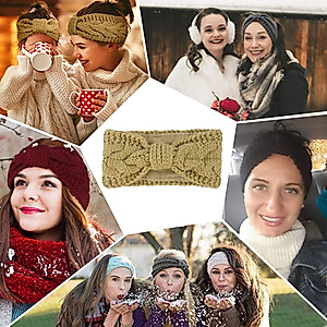 Muryobao 2 Pack Women Winter Warm Headband Fuzzy Fleece Lined Thick Cable Knit Ear Warmer Stretchy Crocheted HeadWrap Black & White