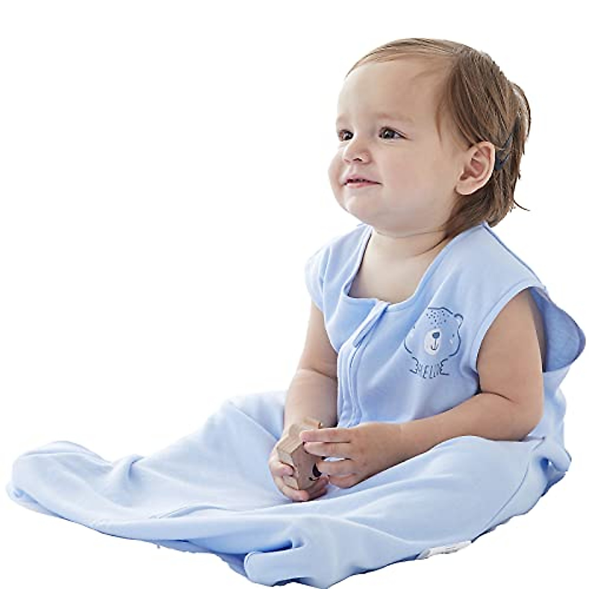 Duomiaomiao Baby Sleep Sack, Cotton Toddler Sleeping Bag, Sleeveless Wearable Blanket Baby 1 Pack, 0.5 Tog Swaddle Transition Sleep Bag Sack, Blue