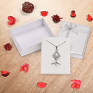 Kurtzy Silver Paper Jewelry Display Gift Boxes (12 Pack) - 9 x 7cm / 3.54 x 2.76 Inches - Cardboard Packaging Box Set with Foam Inserts for Earrings, Necklaces, Bracelets & Rings