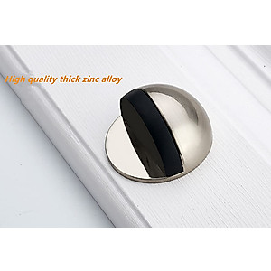 LTIYITL Stainless Steel Half Dome Floor Door Stop Self-Adhesive with Rubber Free Punching—Ground Door Stops for Bedroom Living Bath Shower Room Office Silver—Stainless Steel Floor Door Stopper（4PCS）