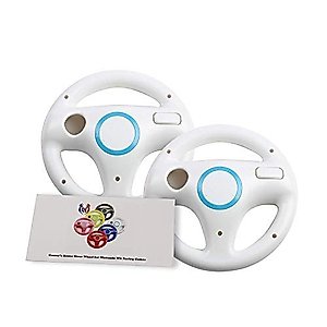 GH Mario Kart 8 Steering Wheel Compatible with Nintendo Wii (Original White, 2 Pack), Racing Games Wheels for Wii (U) Remote Controller (6 Colors Available)