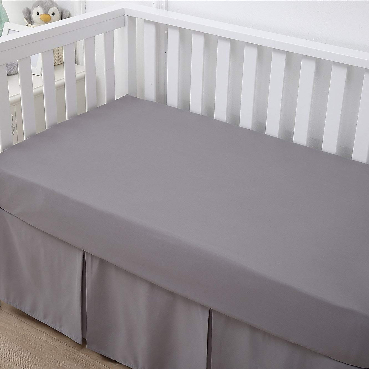 Belsden 3 Pack Microfiber Durable Crib Sheets Fitted, Silky Soft Smooth Breathable Baby Sheets Set for Boys Girls, 28''x 52'' Fits Standard Crib and Toddler Mattresses, White + Gray + Lt Gray
