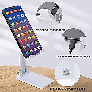 Seashell Pattern Cell Phone Stand for Desk Foldable Phone Holder Height Angle Adjustable Sturdy Stand White-Style