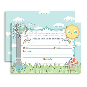 Amanda Creation Itsy Bitsy Spider Themed Birthday Party Fill In Invitations set of 20 with envelopes