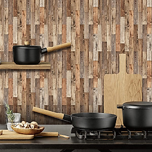 20Pcs Peel and Stick Contact Paper Wood Grain Self-Adhesive Film Waterproof & Removable Wallpaper Decorative Vinyl for Kitchen, Countertops, Cabinets (D)