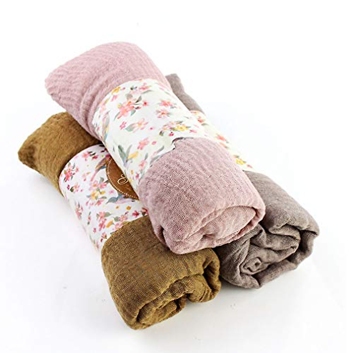 Wobe 3 Pcs Women Soft Cotton Hemp Scarf Shawl Long Scarves, Travel Sunscreen