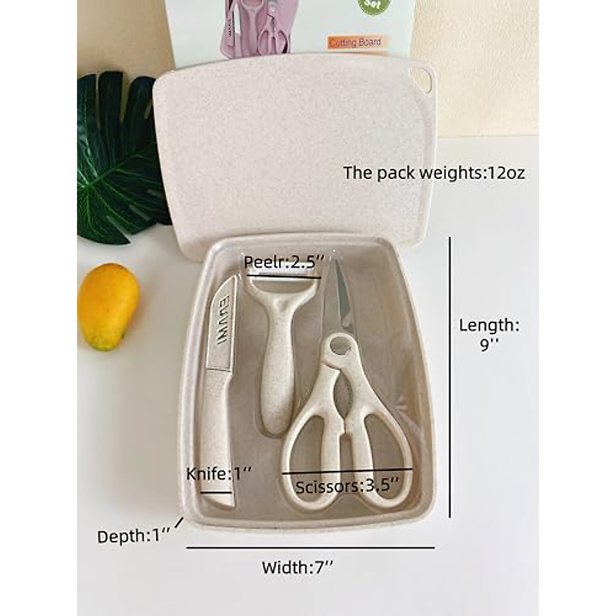 ZeQi 5-in-1 Cutting Board, Knife, Peeler, Scissors and Tray Set/Travel, Camping/Outdoor, Dorms/Small Cutting Boards/BPA Free/Dishwasher Safe/Kitchen Utensils…