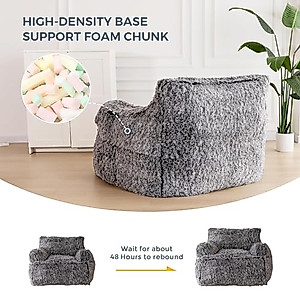 MAXYOYO Giant Bean Bag Chair, Faux Fur Stuffed Bean Bag Couch with Filler Large Living Room Bean Bag Chair for Adults, Big Lazy Sofa Accent Chair with Pocket Floor Chair for Gaming, Reading, Black