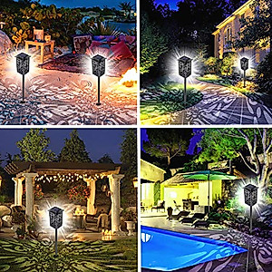 Upgrade Solar Lights Bright Pathway Outdoor, IP65 Waterproof Landscape Path Light, LED Spotlights Outside Solar Powered Lamp for Garden, Lawn, Patio, Walkway, Driveway, White Lighting, 4 Pack