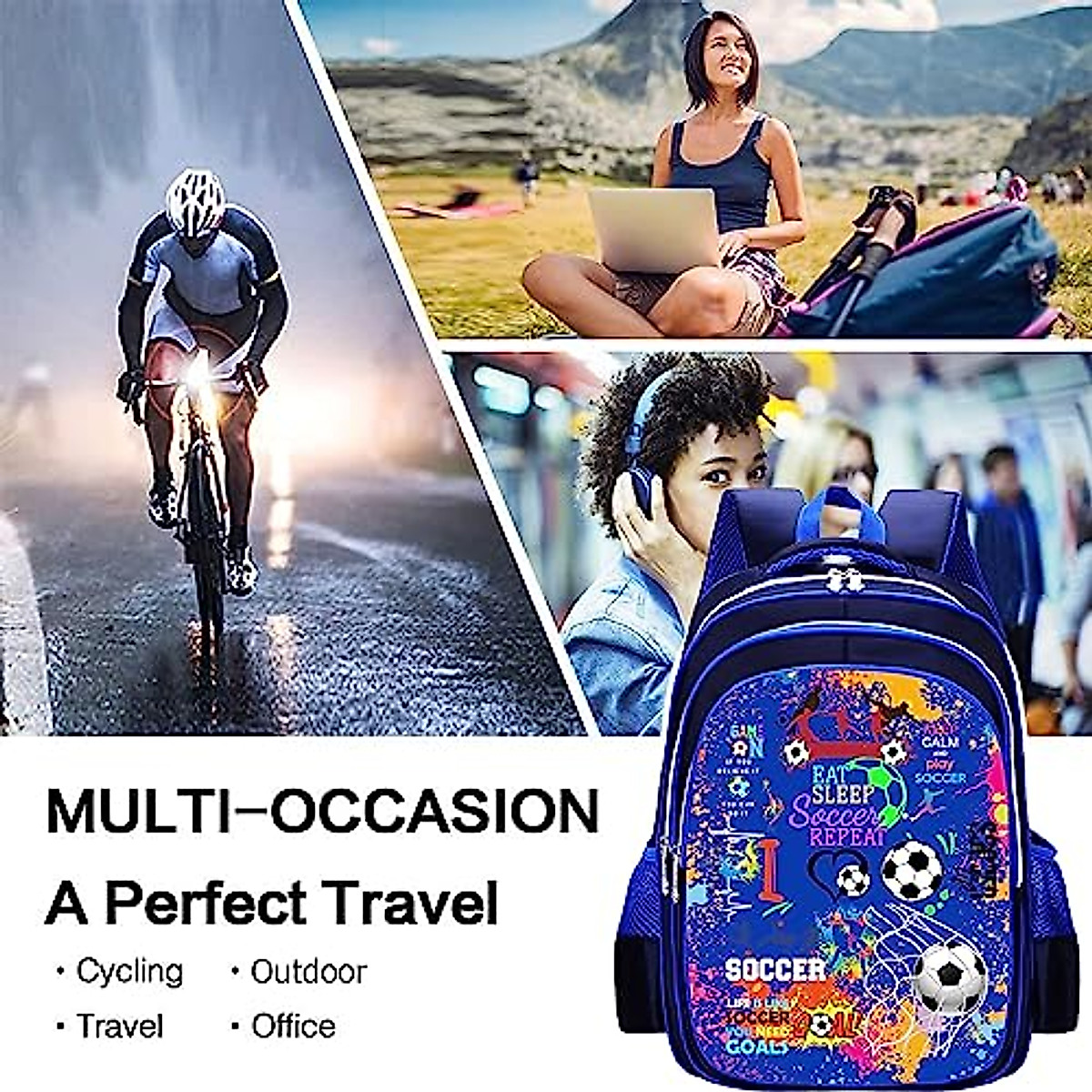 JDEIFKF Soccer Backpack Laptop Backpack For Men Women, Soccer Backpacks Shoulder Bag For Travel Hiking Camping Daypack