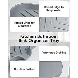 1 PCS Bathtub Drain Hair Catcher, Wokdada Fast Drainage Shower Drain Hair Catcher & 1 PCS Silicone Sink Tray, Kitchen Tray, Sink Tray for Kitchen Counter/Soap Bottles, Sponge Holder