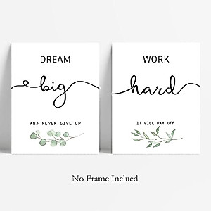 Inspirational Wall Art Office Decor, Motivational UNFRAMED Wall Art Prints for Bedroom | Living Room | Office | Classroom, Black and White Daily Positive Affirmations Poster for Women Men Kids, Set of 4, 8"x10"