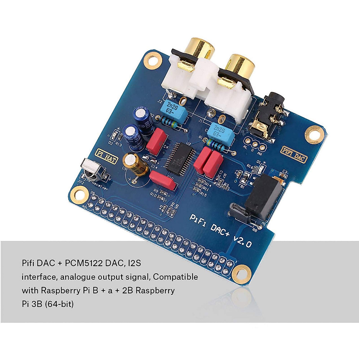 Digital Audio Card, I2S Interface PiFi DIGI DAC + HiFi DIGI Digital Audio Card Insulated Power Supply Compatible with Raspberry B+, Raspberry 2 Model B,Raspberry 3B (64-bit)