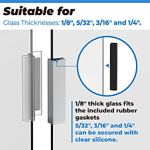 Shower Door Magnet - U Channel Door Frame with Metal Strike and Magnet for 1/8" 5/32" 3/16" and 1/4" Thick Swing Glass Shower Doors Shower Door Handles Shower Door Strike Jamb