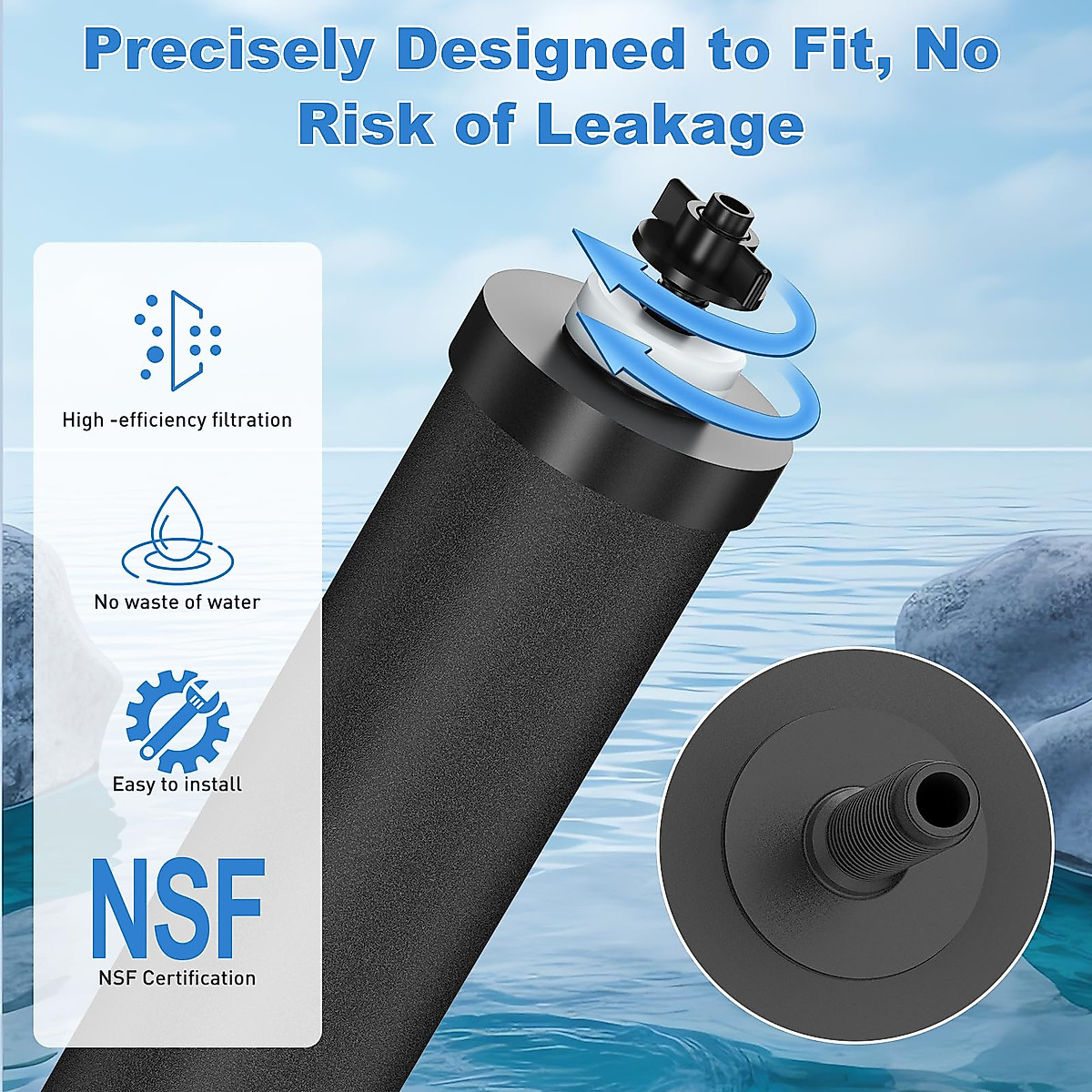 Jabrissi Water Filter Replacement for Berkey® BB9-2® Black Purification Elements, Activated Carbon Filters Compatible with Berkey Gravity Water Filtration System, Pack of 6