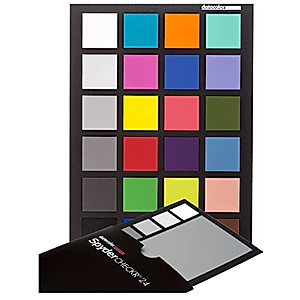 Datacolor SpyderCHECKR 24 - Color calibrate your camera for consistent image color across multiple camera systems/lighting conditions. Target color chart has 24 target colors + grey card.