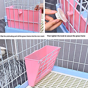 WEWAYKGJ Rabbit Litter Box Bunny Potty Box Guinea Pig Hay Rack Feeder Rabbits Corner Litter Pan Potty Trainer Pet Toilet with Cleaning Set for Hamster, Guinea Pig, Ferret and Other Animals (Pink)