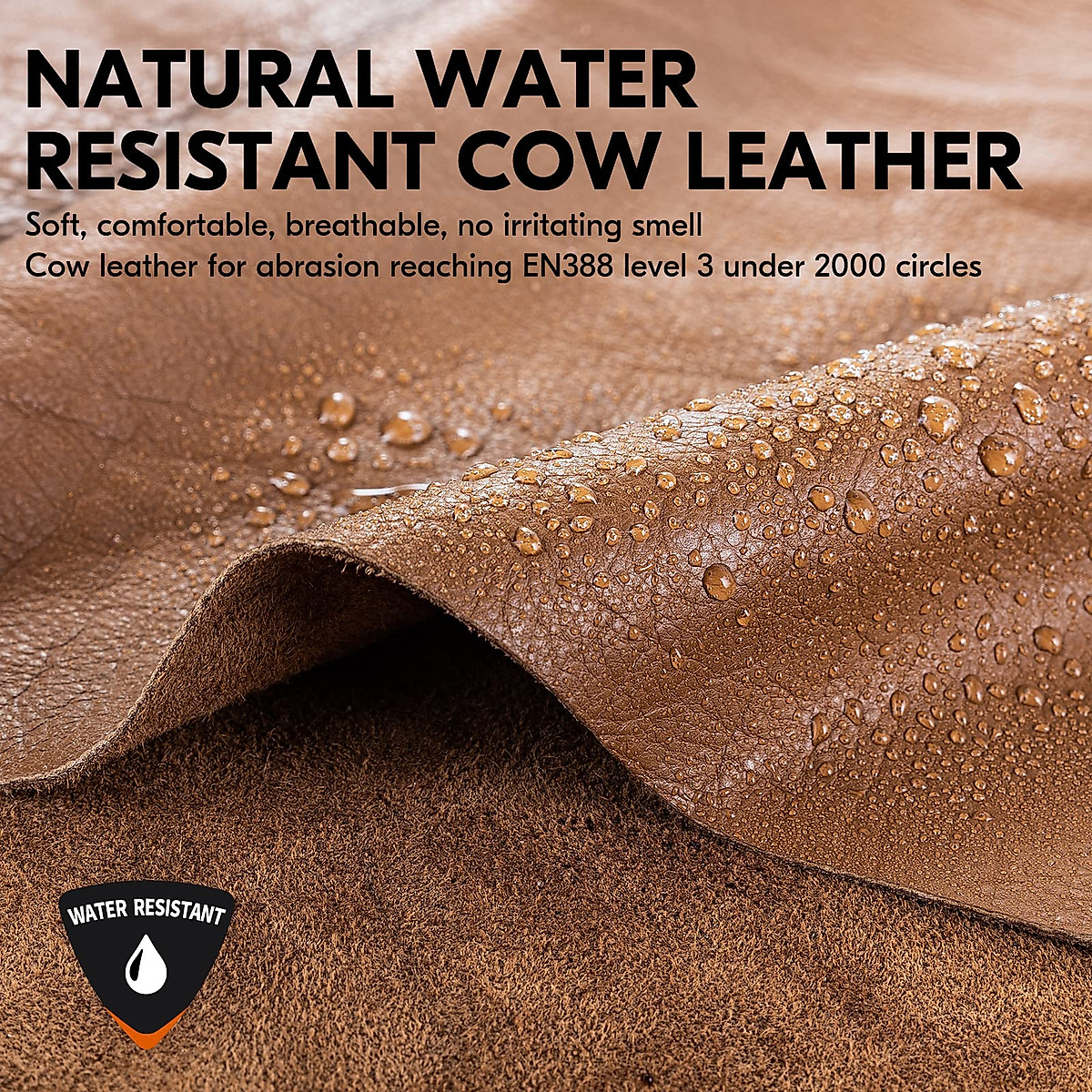 Vgo...…1Pair Leather Heavy Duty Work Gloves,Mechanics Gloves,Impact Resistant, Anti-Vibration, Water-repellent (L,Blue,CA7725)