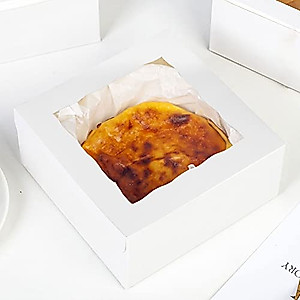 Feelfine Cake Boxes 10 Inch, 10x10x5 Cake Boxes with Square Cake Boards, 24 PCS Bakery Boxes with Window(12 Cake Boxes & 12 Boards) Cajas Para Pasteles for Cakes Pastries Cookies