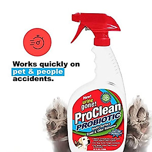Urine Gone ProClean Stain and Odor Remover, Multi-Surface, Eliminates Tough Dog Cat People Stains, and Odor on Wood, Carpet, Vinyl, and Tile Floors, 20 Fl Oz