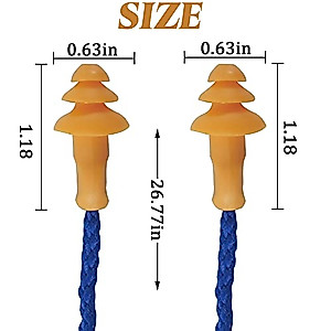 RONYOUNG 100 Pairs Corded Ear Plugs Reusable Silicone Earplugs Sleep Noise Cancelling for Hearing Protection