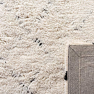 SAFAVIEH Casablanca Shag Collection 8' x 10' Ivory / Black CSB914A Handmade Moroccan Boho Premium Wool 1.2-inch Thick Area Rug