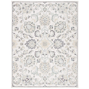 SAFAVIEH Glamour Collection Area Rug - 8' x 10', Ivory & Grey, Handmade Wool, Ideal for High Traffic Areas in Living Room, Bedroom (GLM624A)