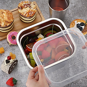 Suttmin 8 Pcs Hotel Pan 1/6 Size Steam Table Pan with PP Plastic Lid Stainless Steel Food Containers with Lids Restaurant Pans Food Prep Pan Anti Clogging Steamer for Buffet Party (4" Deep)