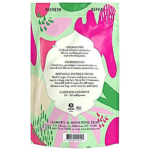 Harney & Sons Fresh Brew Iced Tea Two Qt Tea Bags, Watermelon Mint, 15 Count