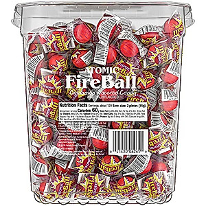 Atomic Fireballs Cinnamon Flavored Candy, 240 Individually Wrapped Pieces, 4.05 Pound Tub