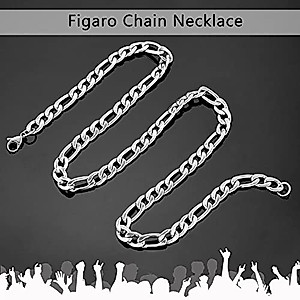 SANNYRA 16 Inches Figaro Chain Necklace 4MM Stainless Steel Figaro Link Chain for Men Women