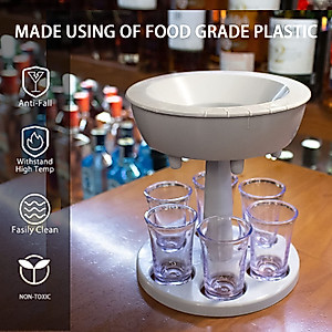 ADOTBLOB 6 Shot Pourer Glass Dispenser and Holder, Shot Dispenser with Six 2 Oz Cups Glasses, Multiple Buffalito 6 Drink Shot Dispenser for Party,Multi Pouring Shot Dispenser Glasses,Grey