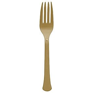 Gold Plastic Heavy Weight Forks (50 Count) - Premium Disposable Plastic Cutlery, Perfect for Home Use and All Kinds of Occasions