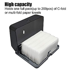 Paper Towel Dispensers, Commercial Toilet Tissue Dispensers Wall Mount Paper Towel Holder C-Fold/Multifold Paper Towel Dispenser for Bathroom, Kitchen(Black)