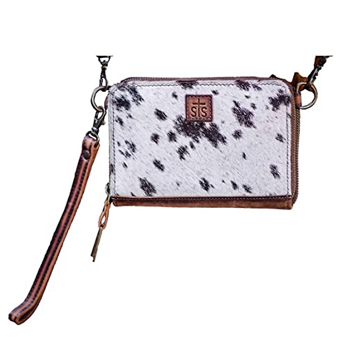 STS Ranchwear Women's Cowhide Package Deal Compact Durable Leather Brown Casual Crossbody Bag with Adjustable Strap