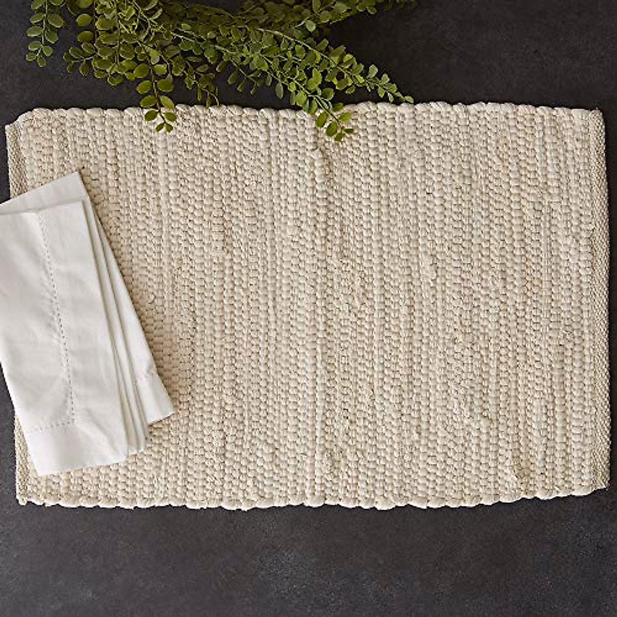 DII Handmade Chindi Tabletop, Reversible and Machine Washable, Placemat Set, 13x19, Natural