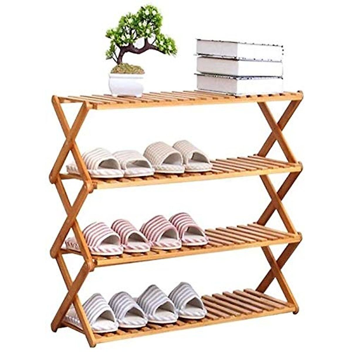 Shoe Bench Shoe Rack Folding Multi-Storey Simple Economic Solid Wood Shoe Multi-Purpose Shelves Shoes Storage Rack (Size : 50cm)