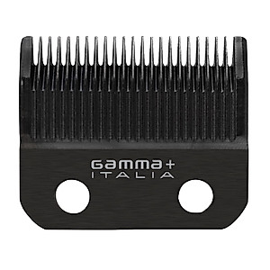 GAMMA+ Replacement Fixed Black Diamond Carbon DLC Taper Hair Clipper Blade with Moving Gold Titanium Deep Tooth Cutter Set