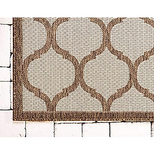 Unique Loom Trellis Collection Area Rug-Lattice Border Design, Moroccan Inspired for Indoor/Outdoor Décor, 2 ft 2 in x 3 ft, Brown/Beige