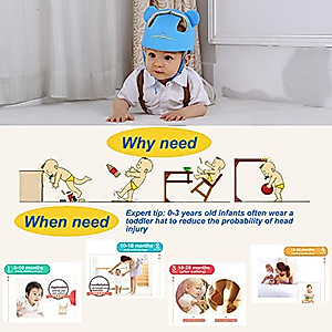 ESUPPORT Baby Adjustable Safety Helmet Headguard Protective Harnesses Hat Providing Safer Environment When Learning to Crawl Walk Play (Blue-1)