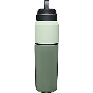 CamelBak MultiBev Water Bottle & Travel Cup – Vacuum Insulated Stainless Steel – Moss/Mint – 22 oz bottle & 16 oz cup