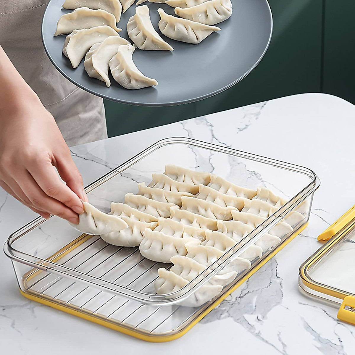 Food Storage Containers with Handles and Lids BPA Free Plastic Airtight Kitchen Home Pantry with Time Recording Organizer for Food Drinks Fruit Vegetable Meal Salad Sandwich Leak Proof