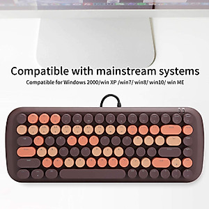 Jeankak Mechanical Wired Keyboard, Rounded Keycap Gaming Keyboard with Blue Switches, Plug and Play USB Computer Keyboards 84 Keys Retro Gaming Keyboard for Tablet/PC Gamer(01#)