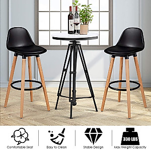 COSTWAY Bar Stools Set of 4, Modern Armless Kitchen Stool with Soft PU Leather Seat, Bar Height Stool with Round Metal Footrest & Comfortable Curved Backrest for Home, Dining Hall (Black, 4)