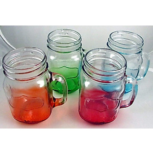 Yorkshire Mason Jar Mug in Assorted Colors, 4 Pieces, Each 17.5 oz (Square)