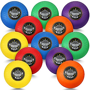 Jerify 12 Pack 8.5 Inch Playground Balls Rubber Kickballs Bulk 6 Colors Dodgeballs Bouncy Balls Inflatable Dodgeballs Sport Balls for Adults Indoors Outdoors Games Gym Exercise(Bright Colors)