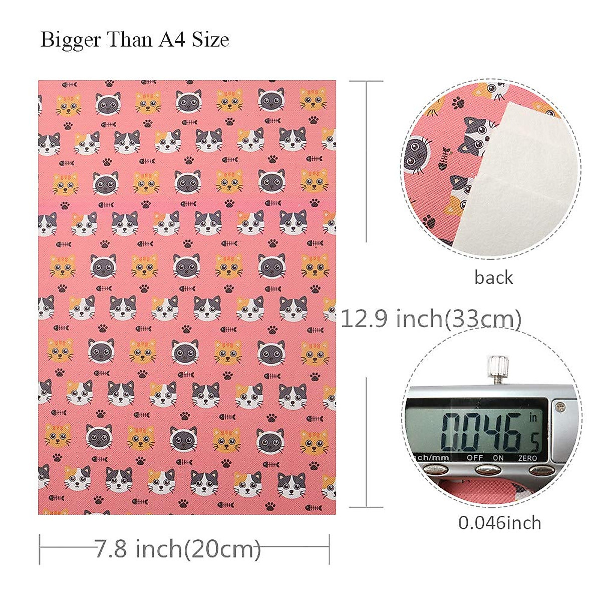 David Angie Cute Animals Faux Leather Sheet Cats Printed Synthetic Leather Sheet 5Pcs 7.7" x 12.9" (20 cm x 33 cm) for DIY Earrings Bows Making (Assorted)