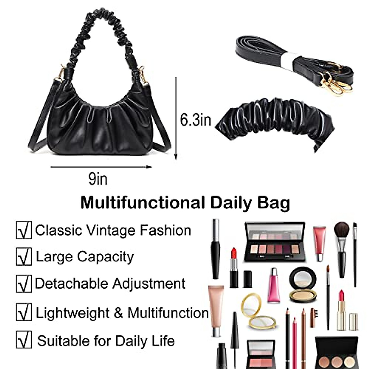 YDSIII Mini Purses for Women Small Shoulder Bag Y2K Dumpling Bag