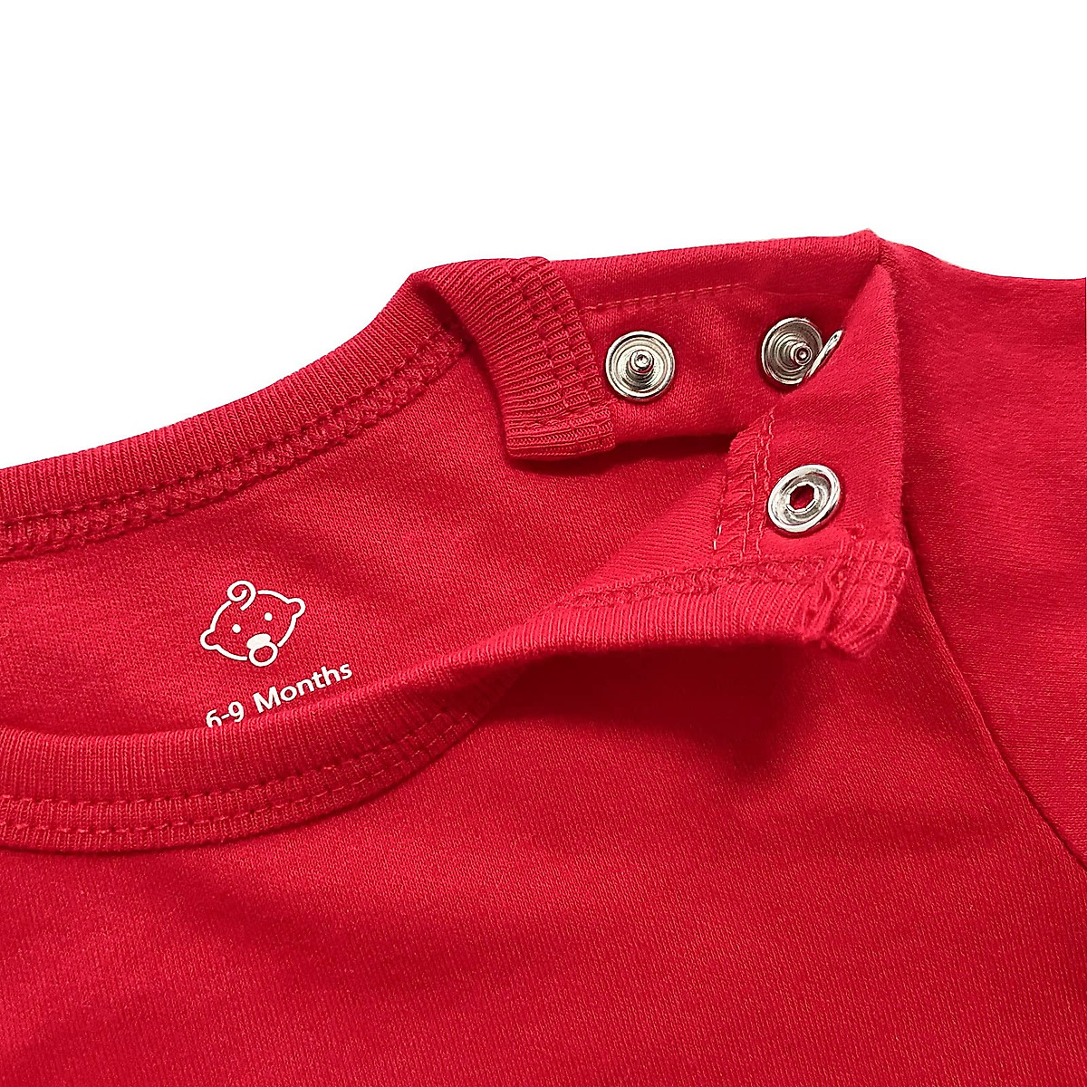 DEFAHN Baby Girl Bell Sleeve Bodysuit Red Onsies Cotton Ruffle Romper Infant Clothes Outfit 0-24 Months (Red, 0-3 Months)