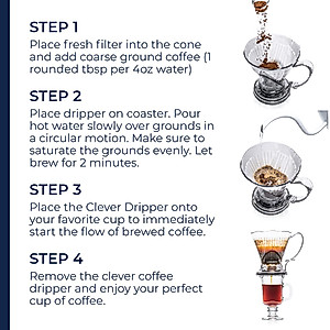 Clever Coffee Dripper and Filters, Large 18 oz, Original Classic Design, Safe BPA Free Plastic, dripper coffee maker, drip coffee maker pour over, 100 filters, coaster and lid